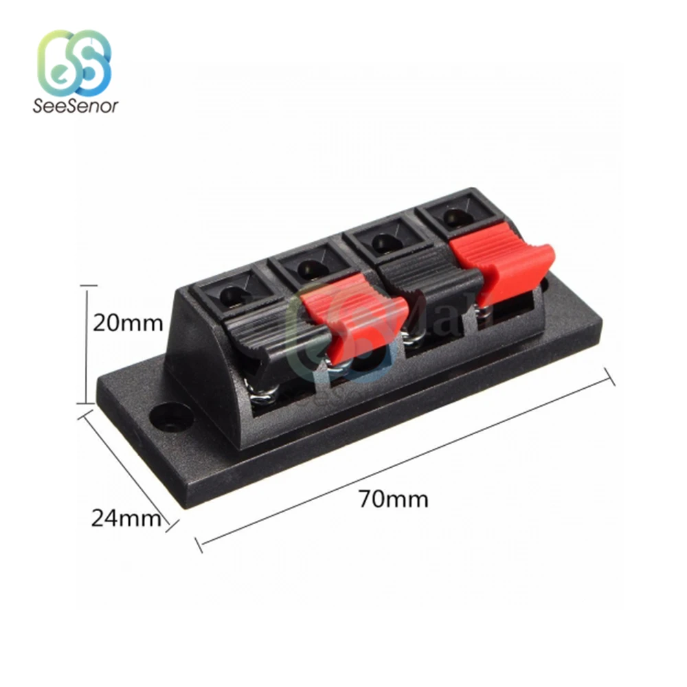 2pcs 4 Positions Connector Terminal Push In Jack Load Spring 4 Poles ...