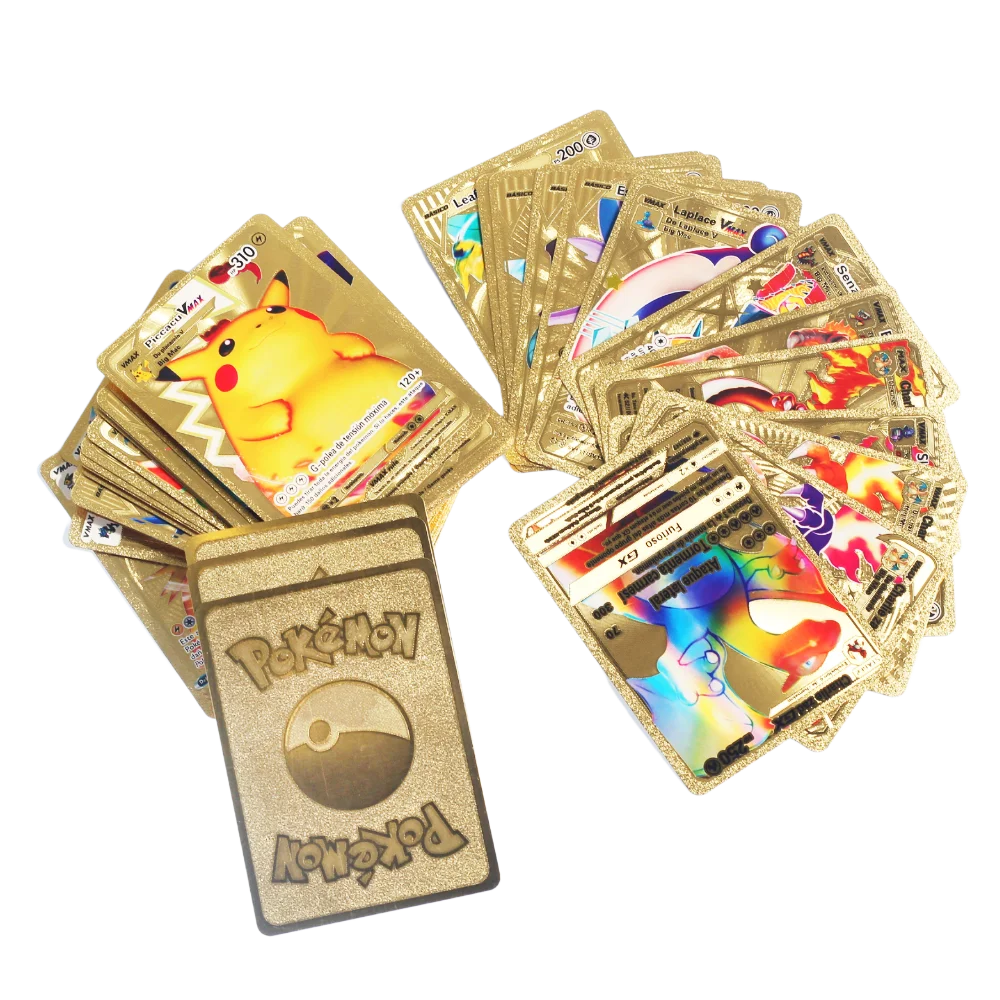 27 54 sztuk/zestaw Pokemon karty metalowe złoto Vmax GX karta ...