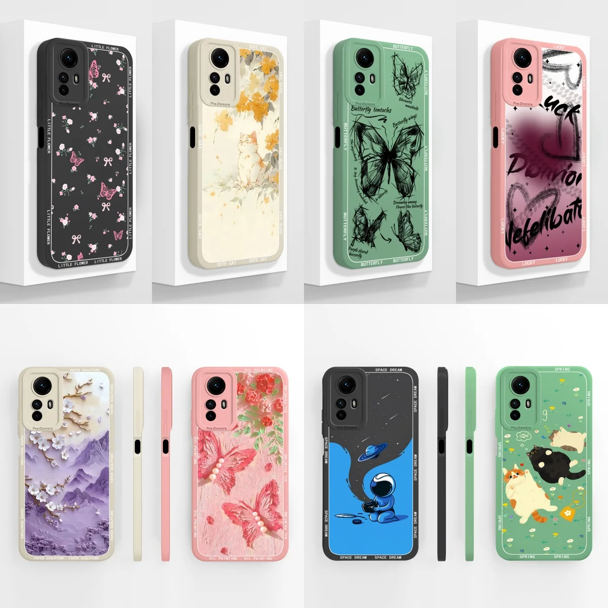 Cases For Redmi Note 12S 12R 12Turbo Colorful Butterfly Cat Camera ...