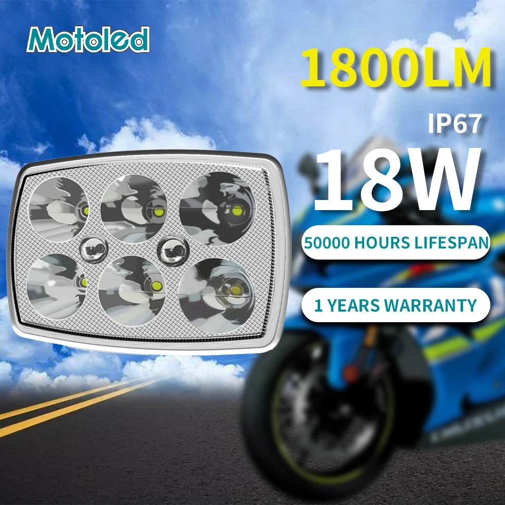 Motoled-6-LED-High-Low-Beam-Motorcycle-Square-Headlight-With-Blue-Day ...
