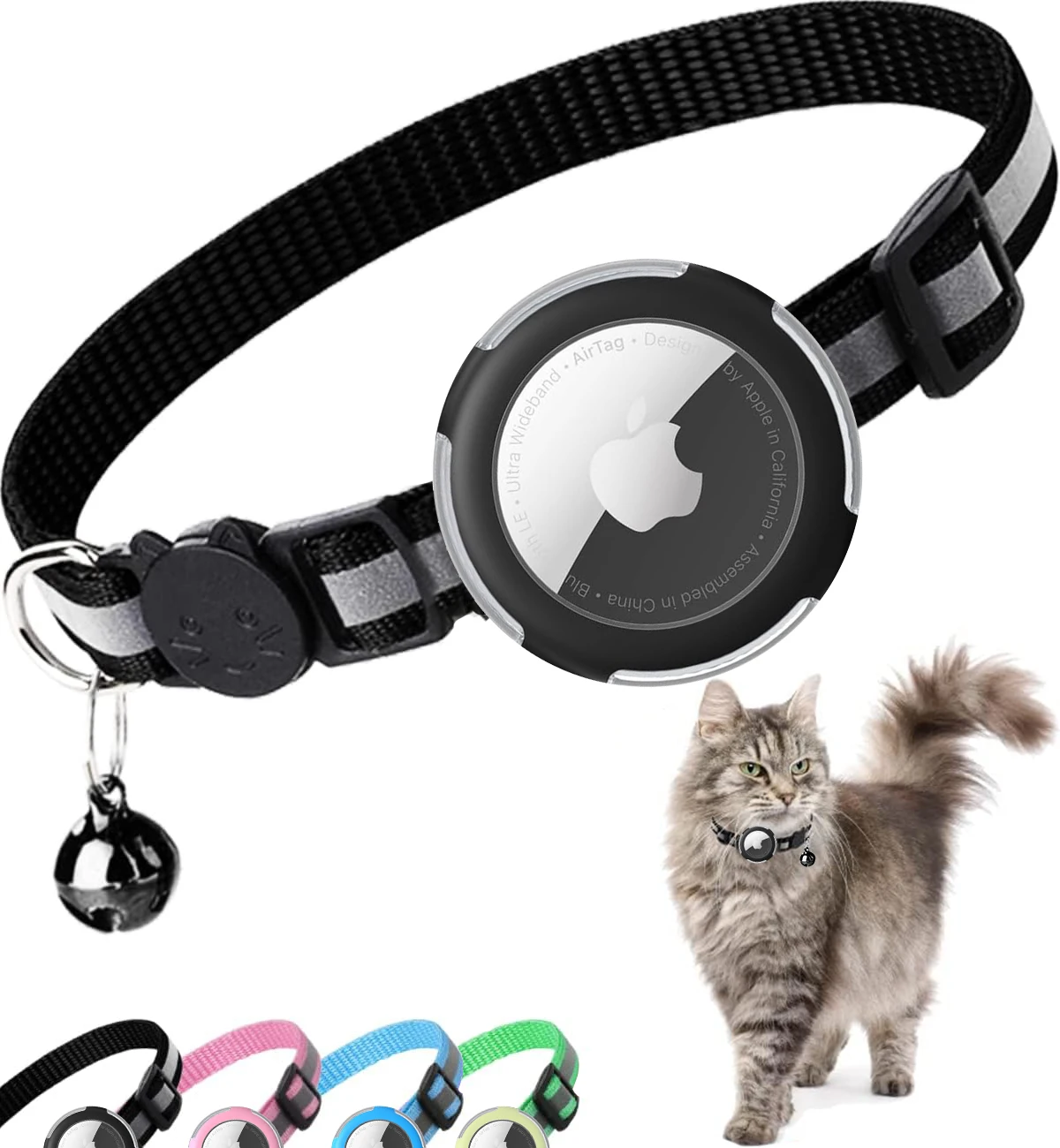 Waterproof Airtag Cat Collar Breakaway, Reflective Kitten Collar with ...