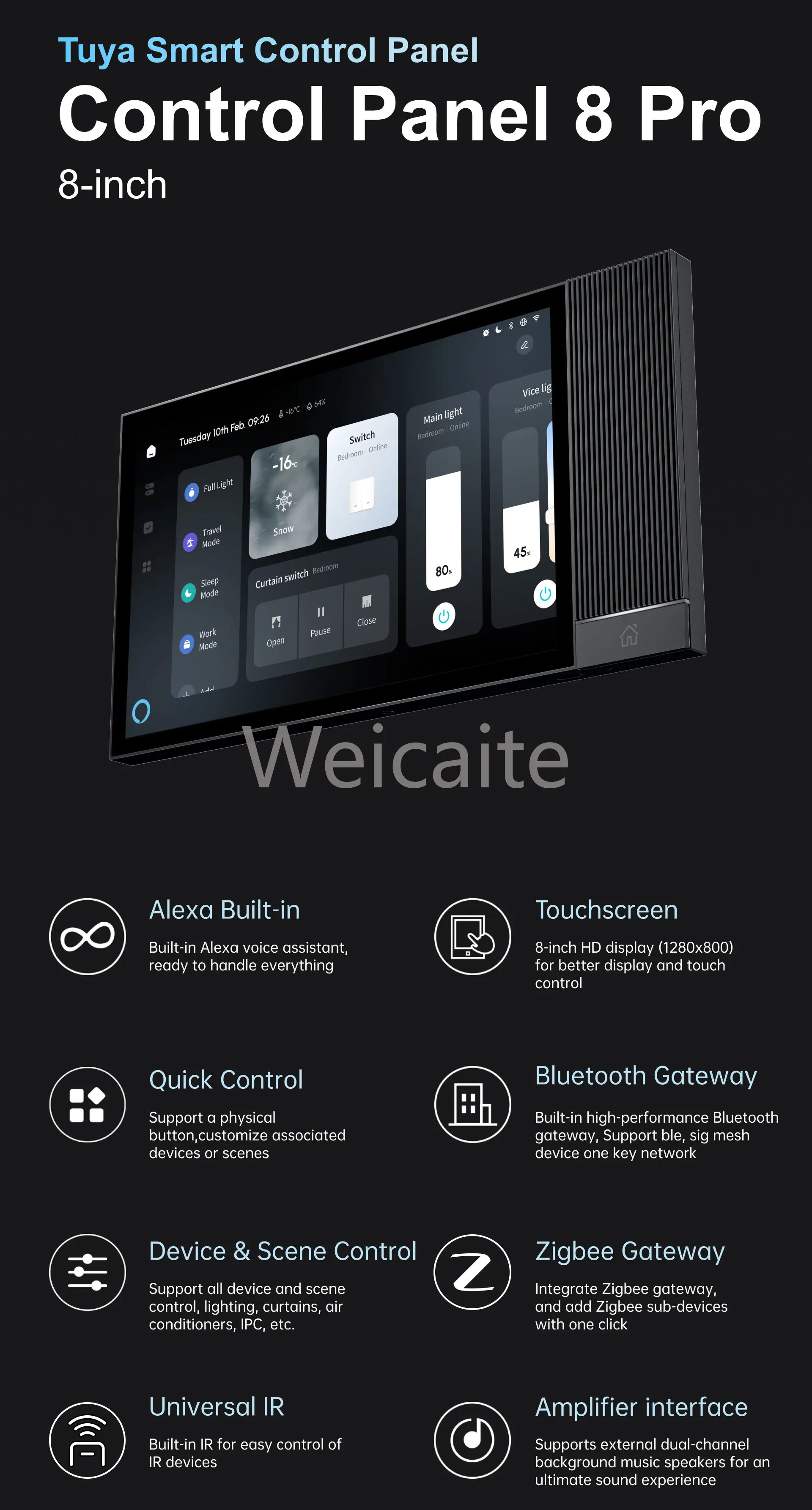 Tuya Smart Control Panel 8 Inch Home Touch with ZigBee Gateway+IR ...