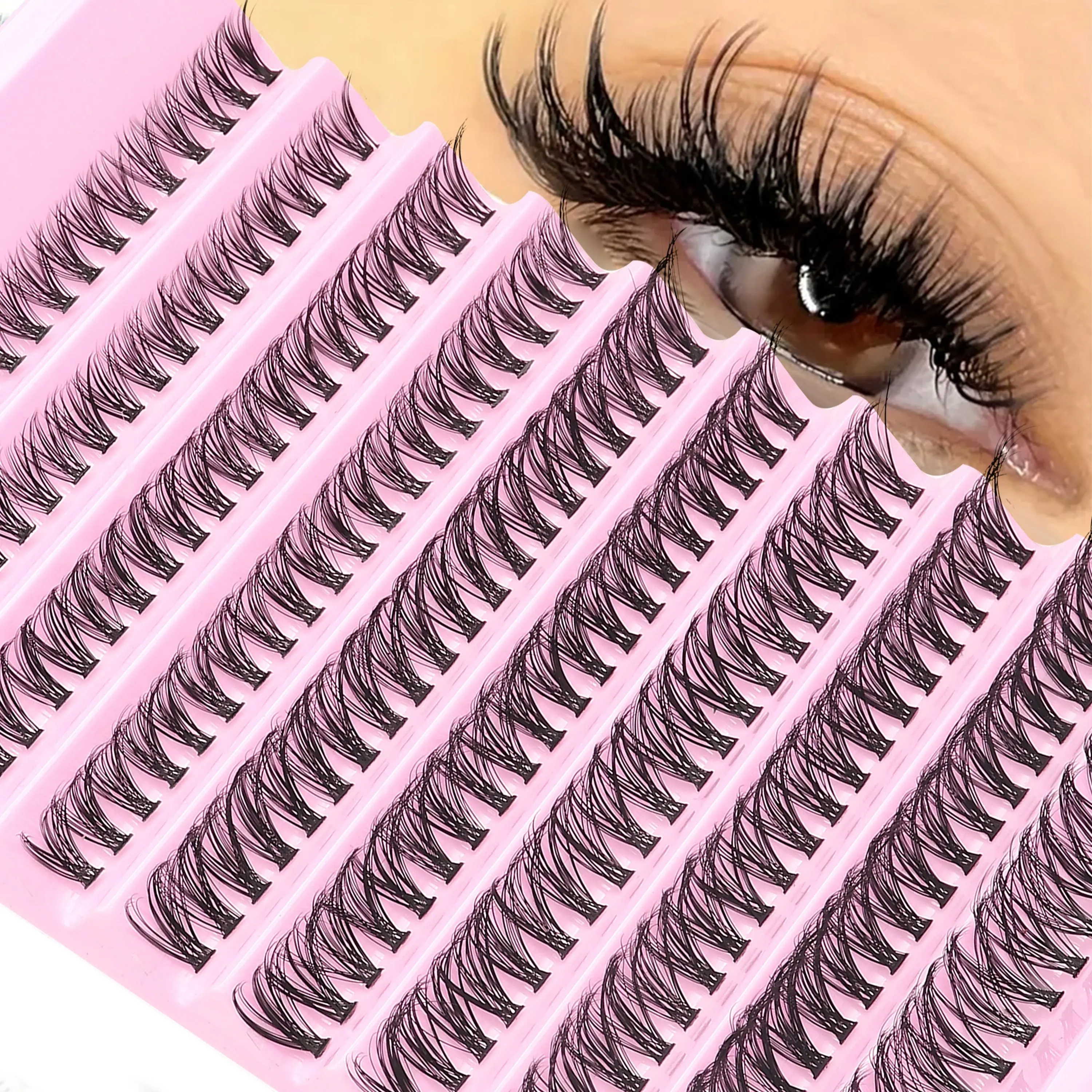 40D Artificial Mink Eyelashes 200 Clusters 0.05mm D Curl 8-16mm Mixed ...