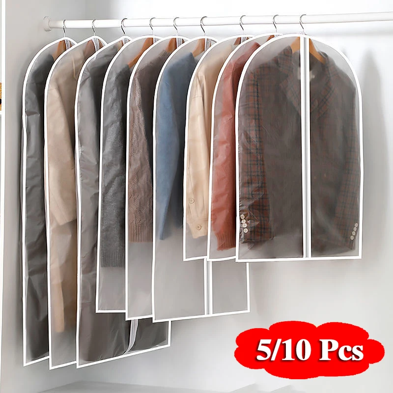 5-10Pcs-Top-Clothes-Hanging-Garment-Dress-Suit-Coat-Dust-Cover-Home ...
