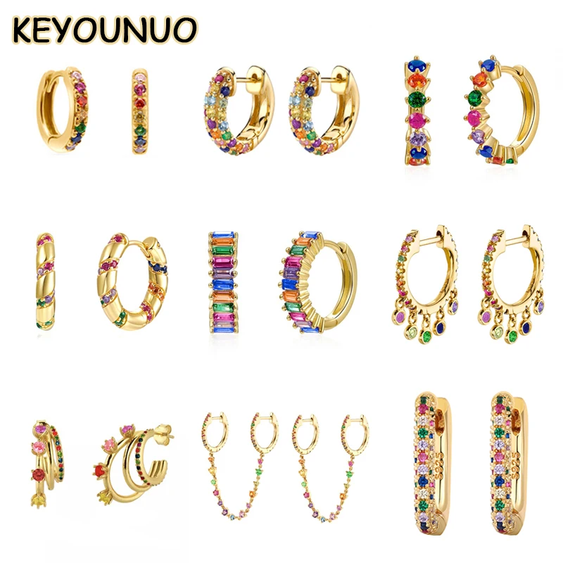 KYOUNUO Gold Silver Filled Stud Earrings For Women Fashion Colorful ...