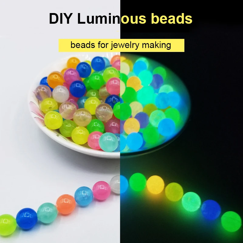 6-8-10mm-Luminous-Beads-for-Jewelry-Making-Glow-In-The-Dark-Acrylic ...