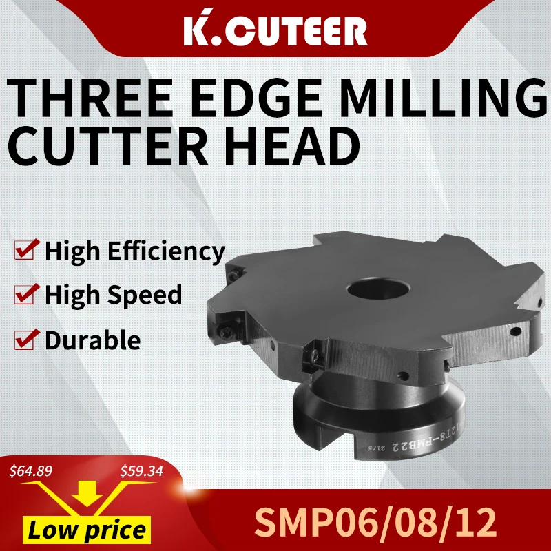 SMP-06-08-12-63mm-125mm-FMB22-Three-sided-Edge-Milling-Cutter-T-slot ...