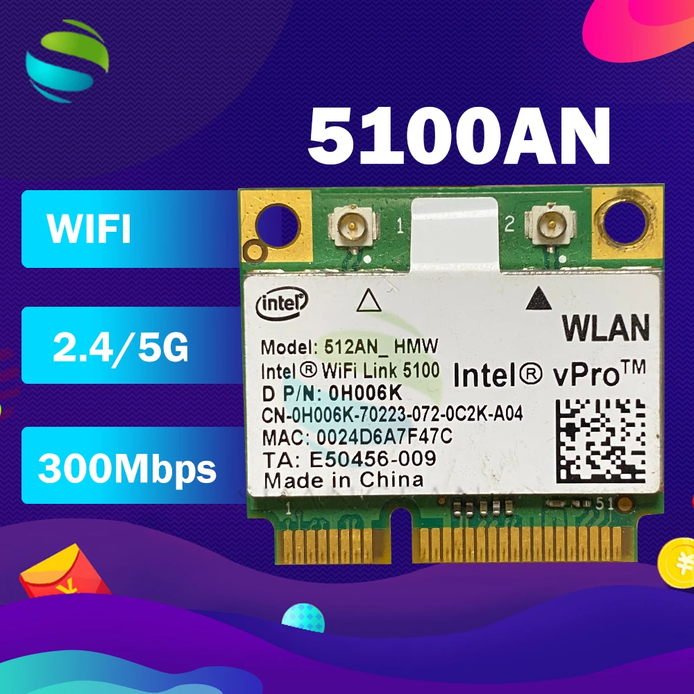 Wireless Adapter 512an_hmw For Intel Wifi Link 5100 Mini Pci-e Card ...