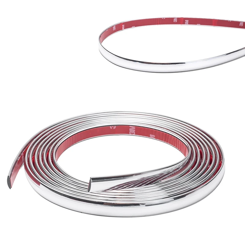 5M PVC Universal Body Side Mouldings Chrome Plated Strip Side Skirt ...