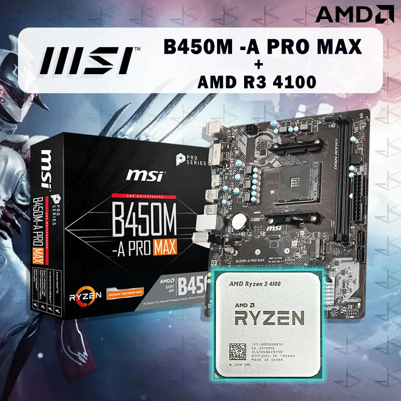 AMD-Ryzen-3-4100-CPU-MSI-B450M-A-PRO-MAX-Motherboard-Kit-Socket-AM4 ...