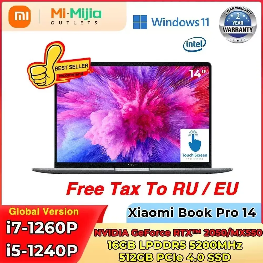 Xiaomi-Book-Pro-14-2022-Laptop-i7-1260P-i5-1240P-Mi-Notebook-16G-RAM ...