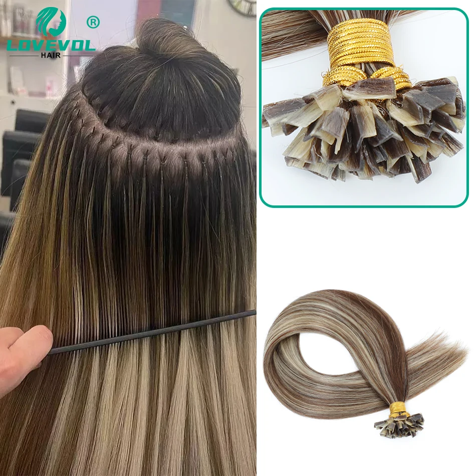 V-Tip-Keratin-Russian-Remy-Hair-Extensions-VTip-Dark-Brown-Blonde-50 ...