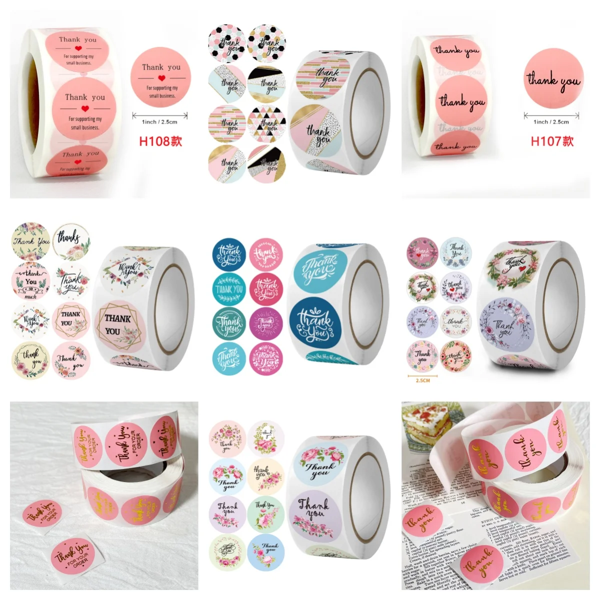 Pink-Paper-Label-Stickers-Foil-Thank-You-Wedding-Stickers-Scrapbooking ...