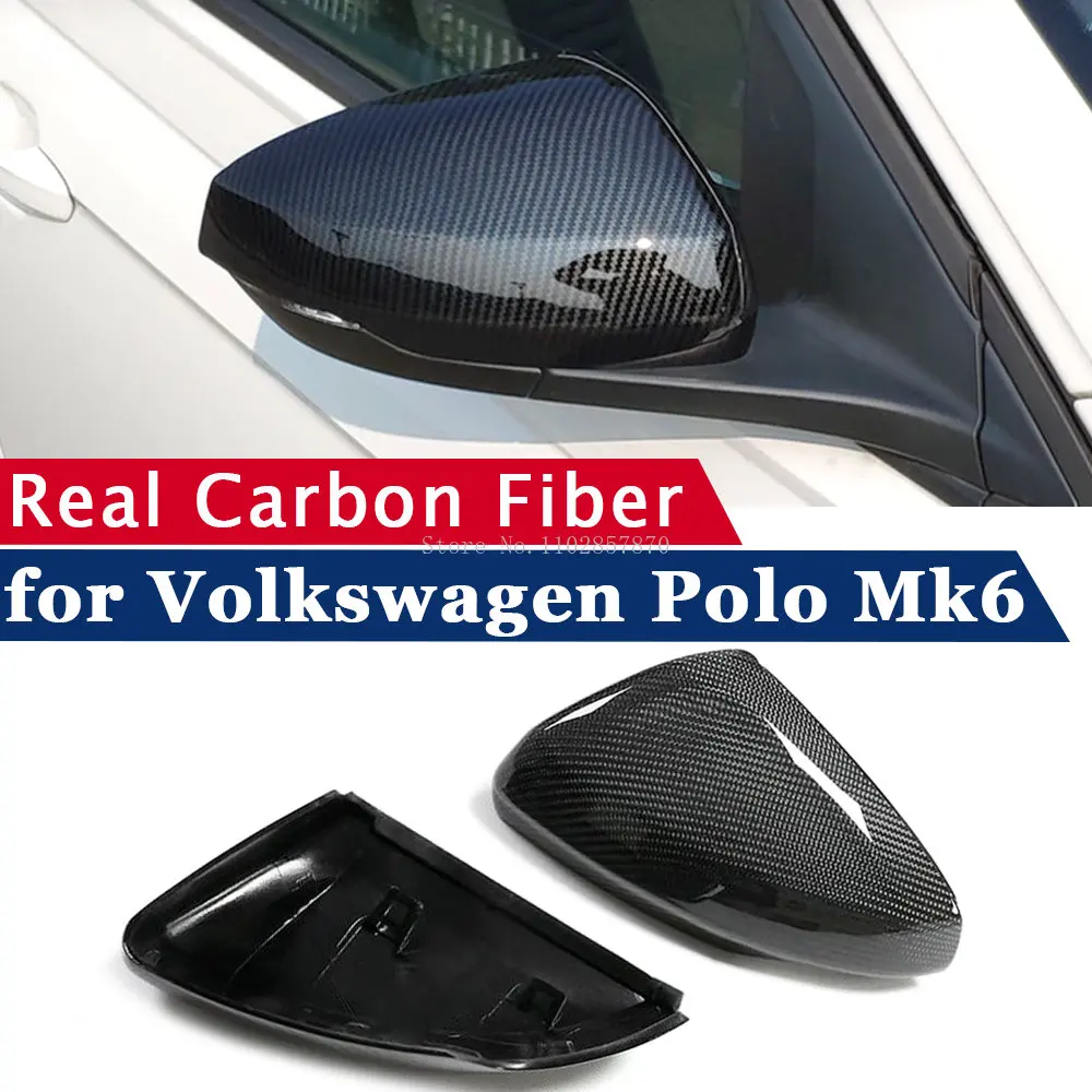Rearview Mirror Cover For Volkswagen Polo 2019-2022 Real Carbon Fiber ...