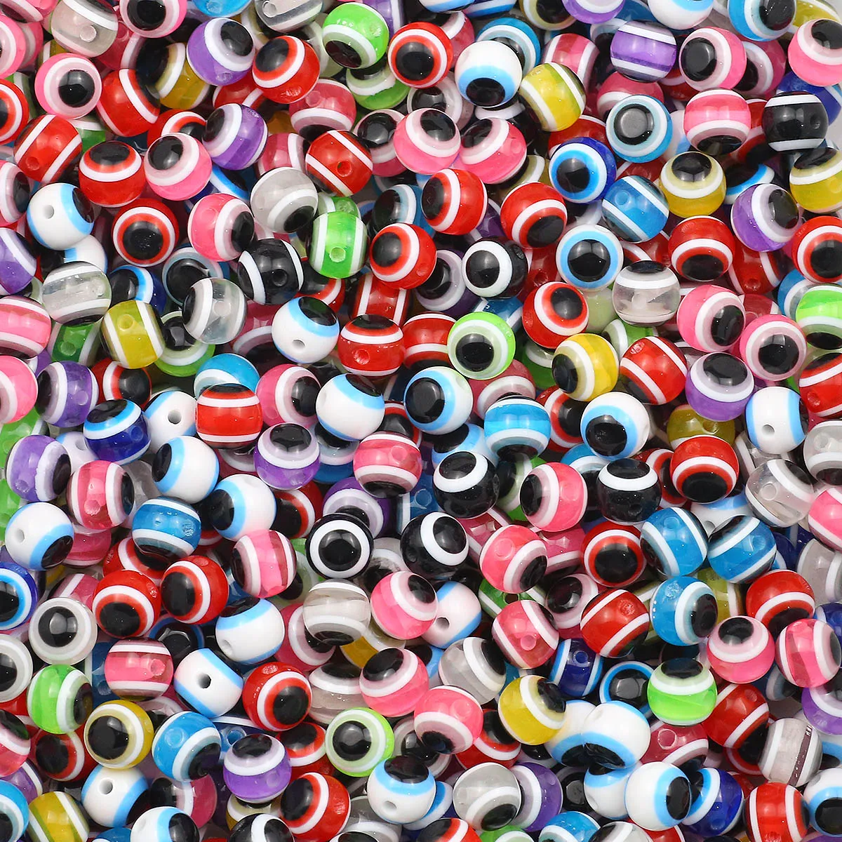 50pcs Colorful Fish Eye Devil's Eye Round Loose Beads Acrylic For ...