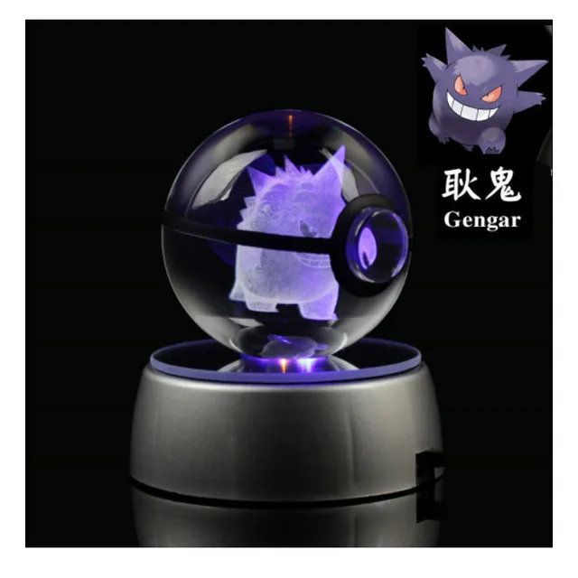 Pokemon 3d Crystal Ball Snorlax Figure Pokeball Engraving Crystal ...