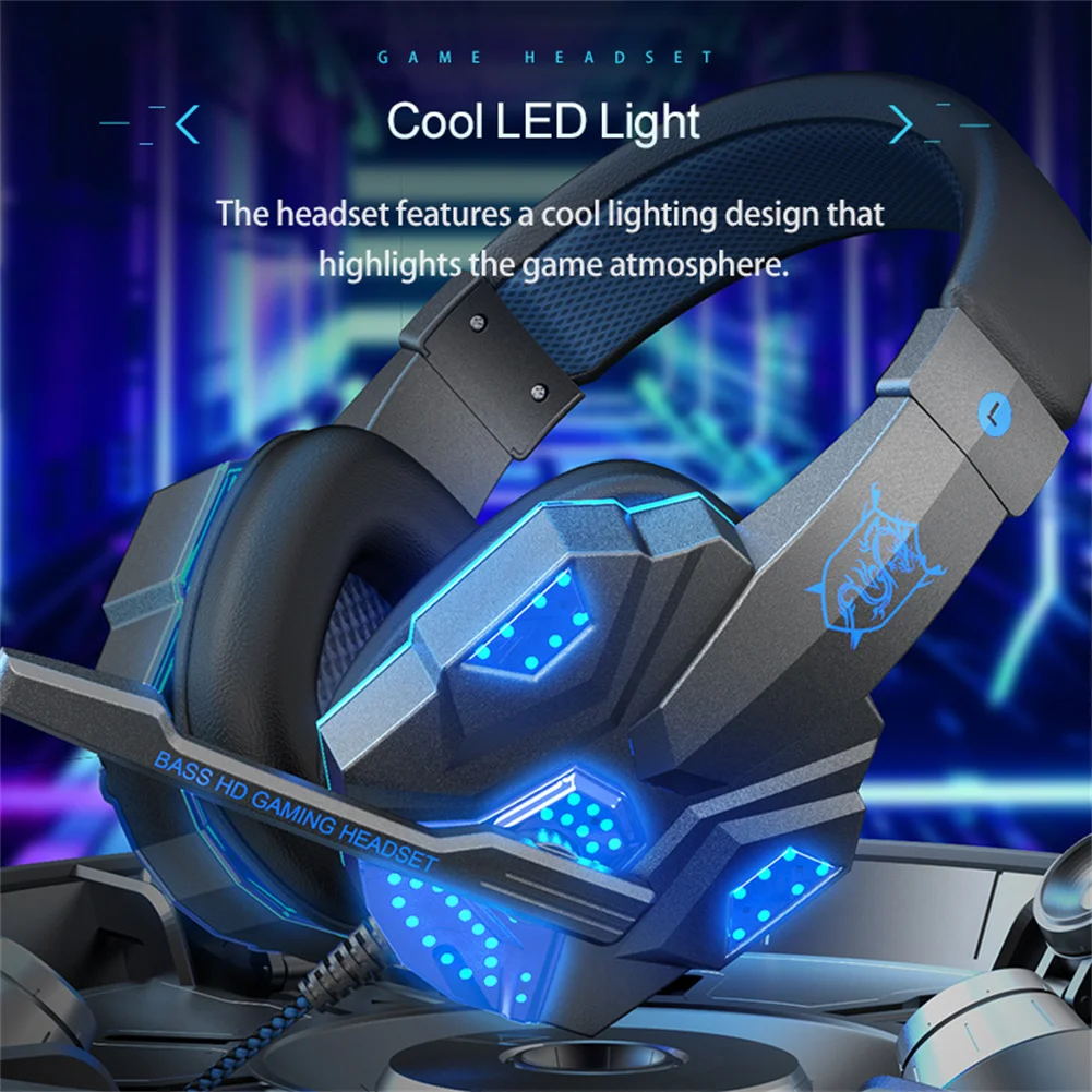 Gaming-Headset-With-Mic-Stereo-Over-Ear-Headphones-Cool-Lighting-Wired ...