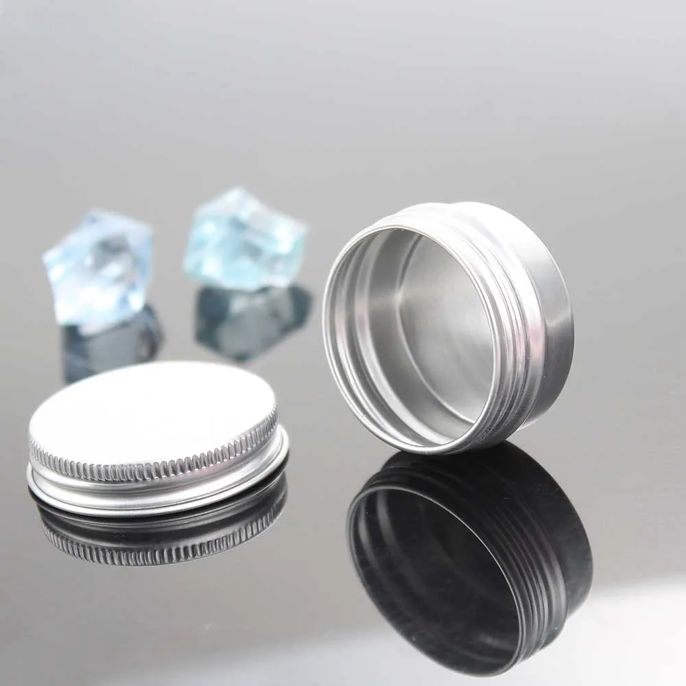 50pcs-5g-10g-Empty-Silver-Aluminum-Tins-Cans-Screw-Top-Round-Candle ...