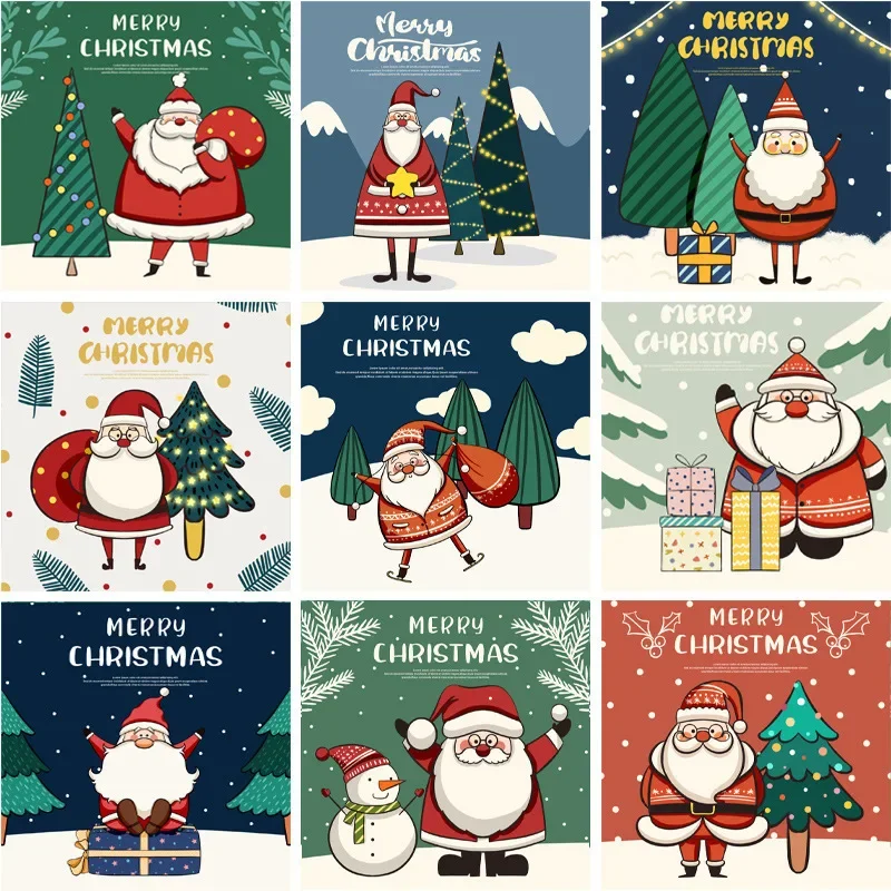 30-Christmas-Cards-Cartoon-Santa-Claus-Snowman-Blessing-Letter-to-thank ...