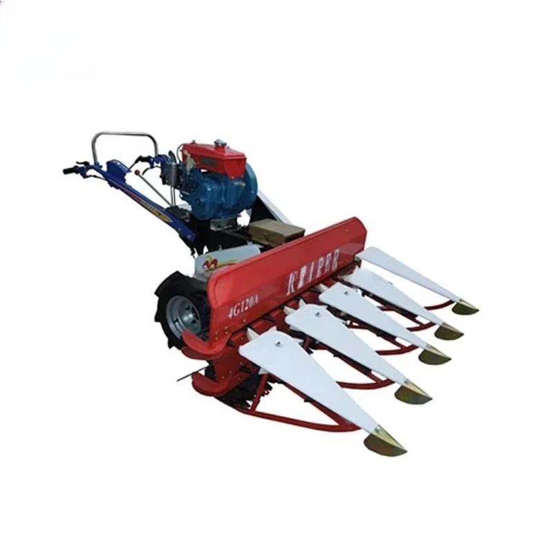 Mini Hand Push Wheat Paddy Rice Reaper Harvester Grass Cutter Binder ...