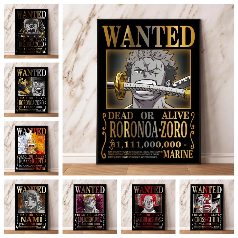 One Piece Luffy Bounty Wanted Zoro Doflamingo Marco Modern Living Room ...