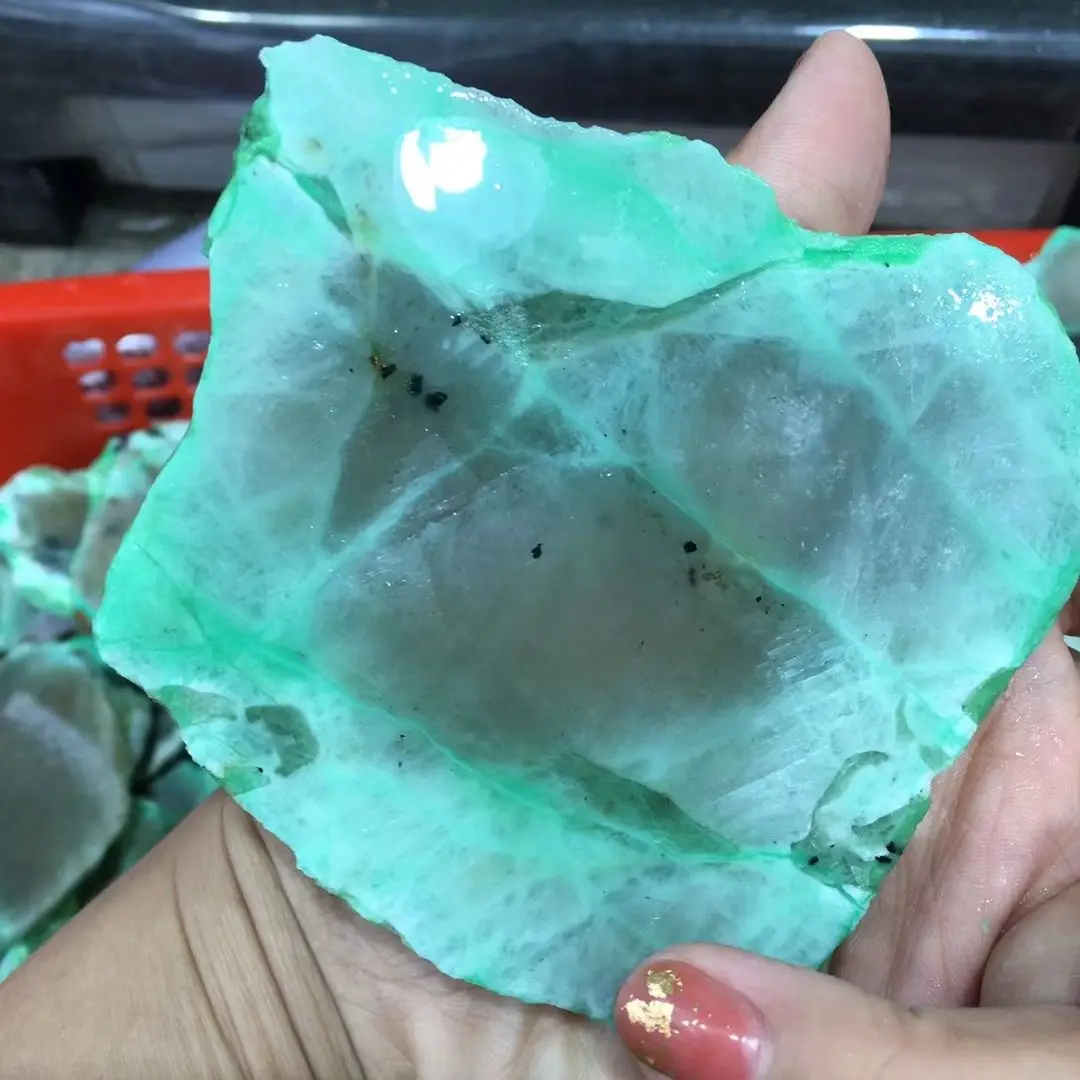 Natural Green Moonstone Coasters Raw Rough Moonlight Crystal Minerals Rock Collections Energy ...