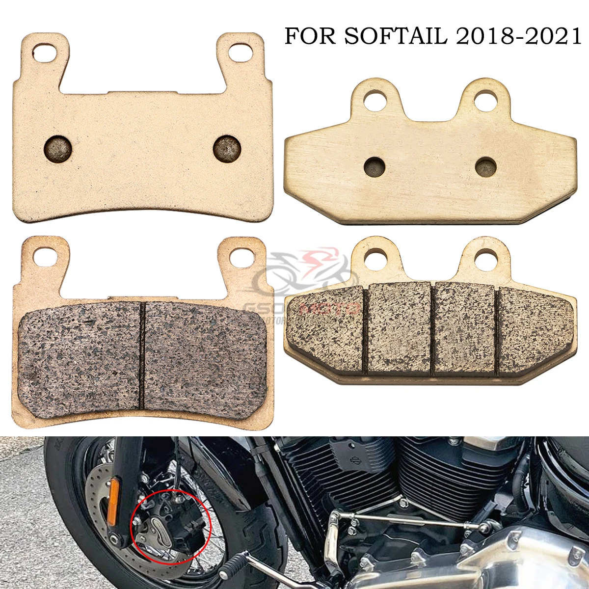 Motorcycle-Front-Rear-Brake-Pads-For-Harley-Softail-FLFB-Fat-Boy ...