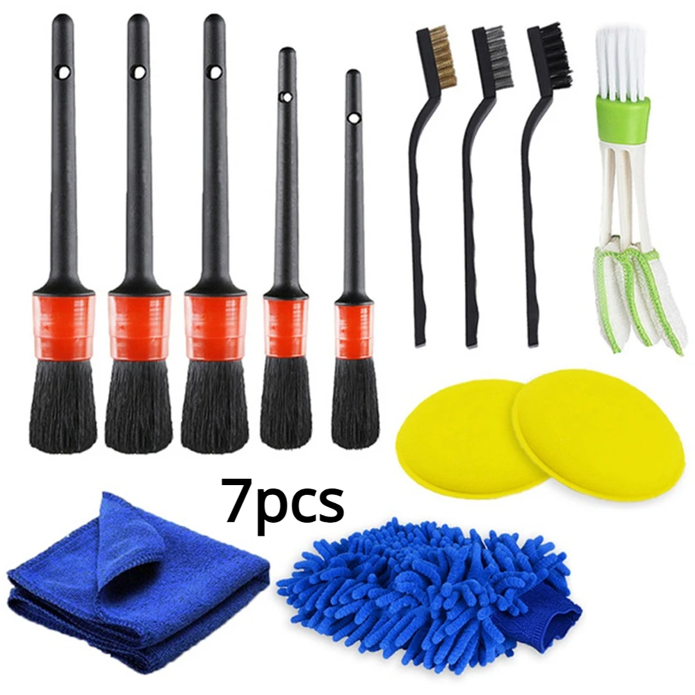 9PCS Cleaning Detailing Leather Air Vents Care Clean Tools Brush Set ...