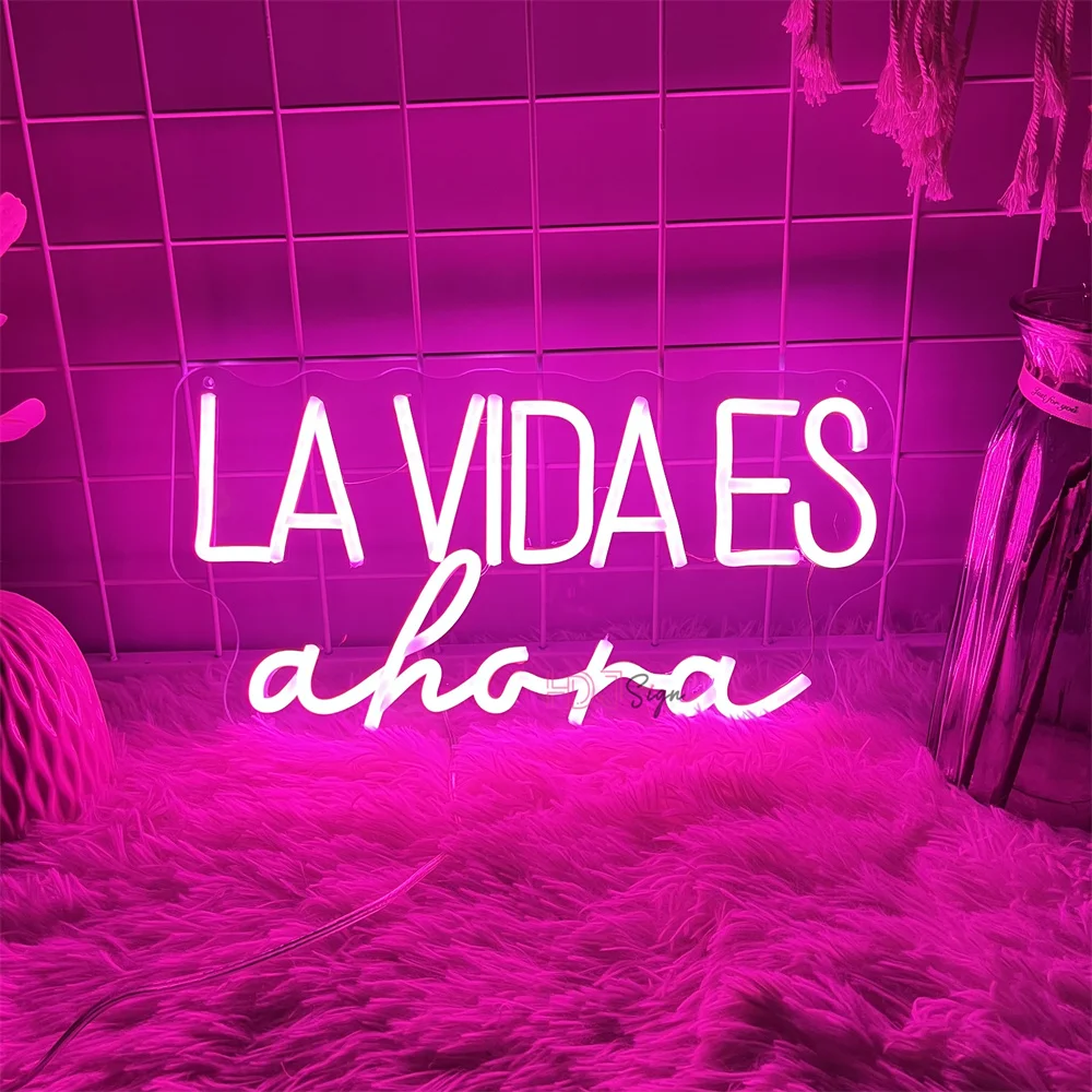 Neon-Led-Sign-Spanish-LA-VIDA-ES-Ahora-LED-Night-Light-USB-Sign-Bedroom ...
