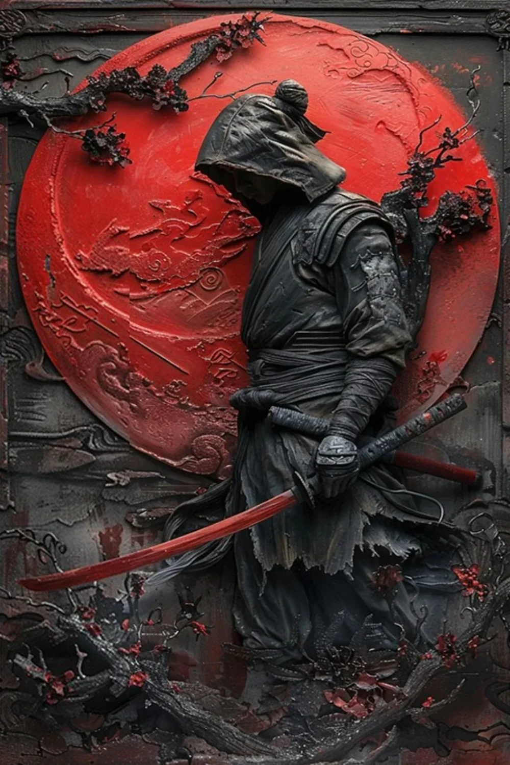 Placa artística de pared de samurái Ninja japonés de Metal Vintage, un ...