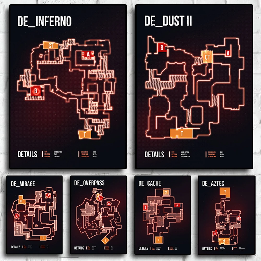 Csgo Maps First Person Shooter Game Posters Wall Art Canvas Prints ...