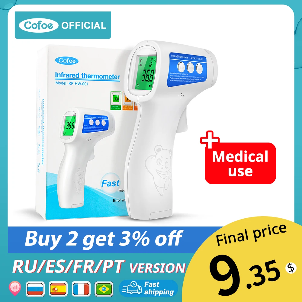 Cofoe Forehead Digital Thermometer Non Contact Infrared Medical ...