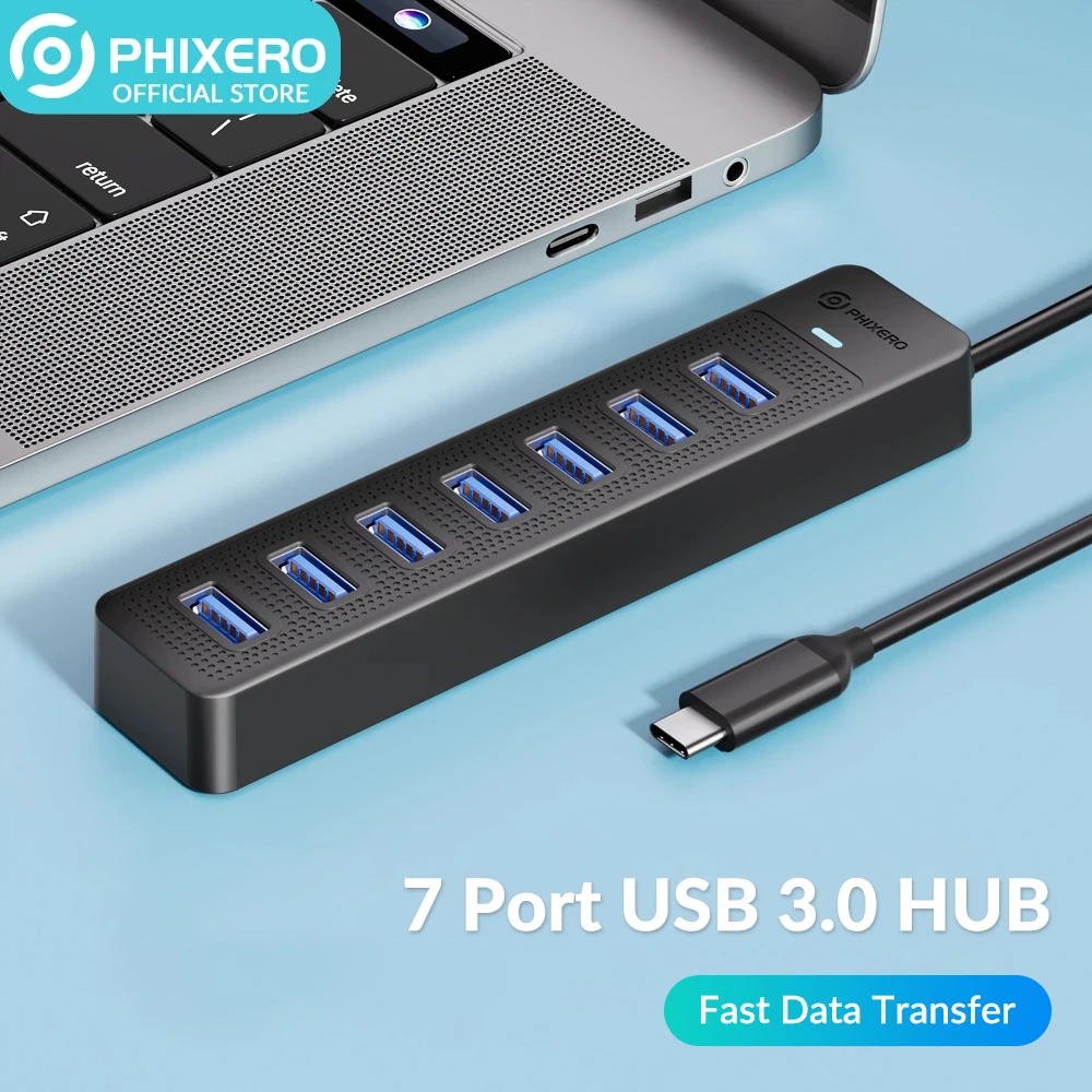 PHIXERO-USB-3-0-HUB-7ports-Splitter-High-Speed-Transmission-Type-C-HUB ...