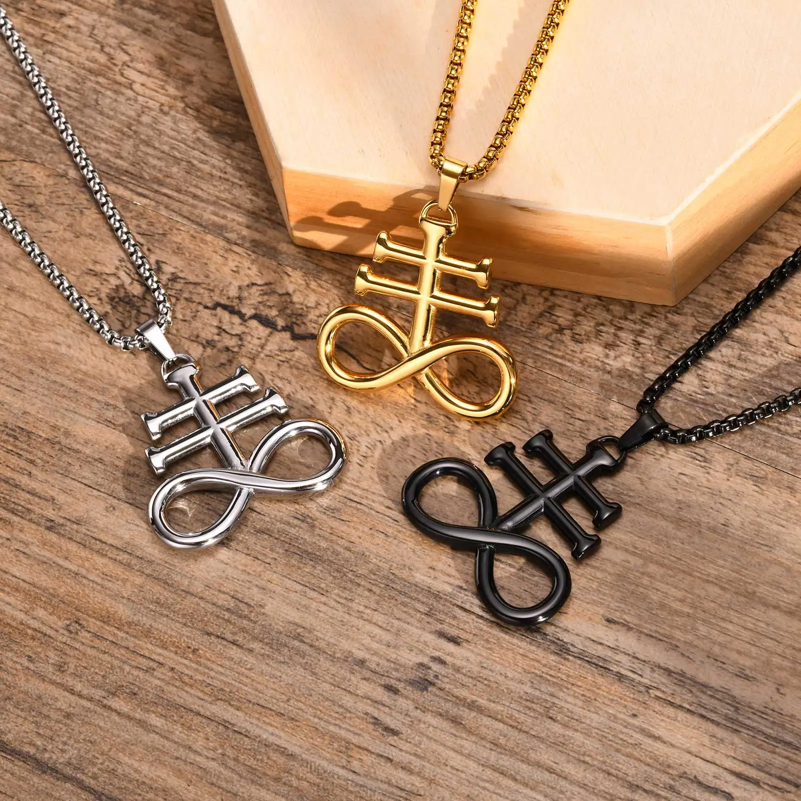 Leviathan Cross Pendant Stainless Steel Satan Cross Emblem Sulfur Sign ...