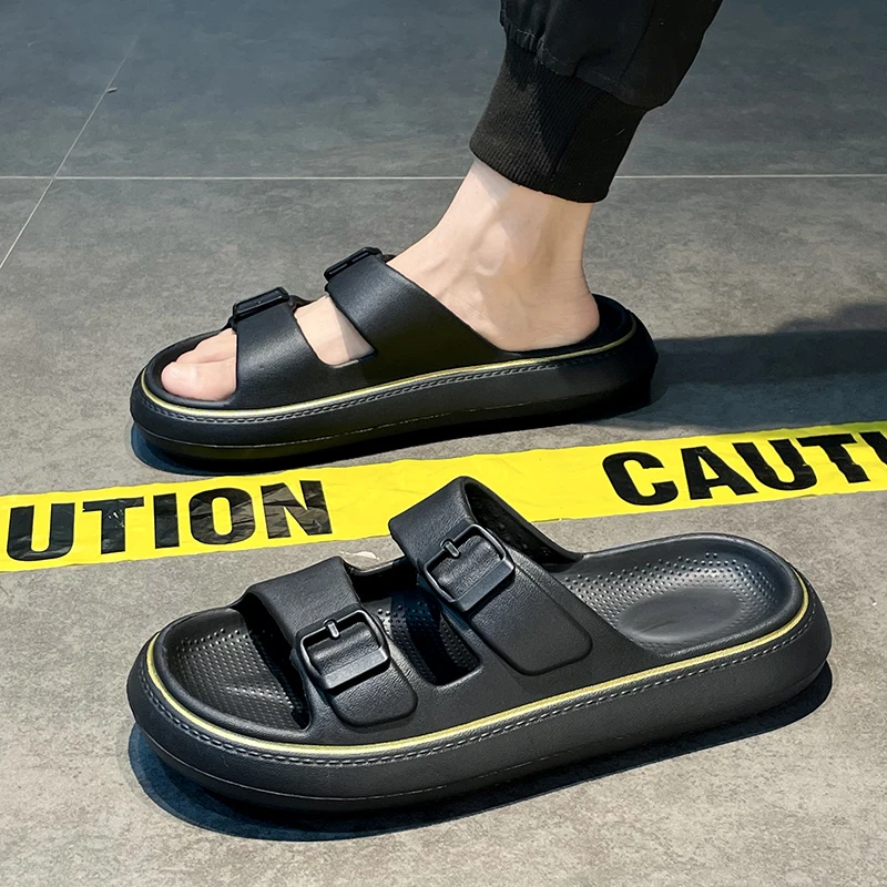 Slippers-Men-Slides-Double-Buckle-Thick-Platform-Beach-Shoes-for-Men ...