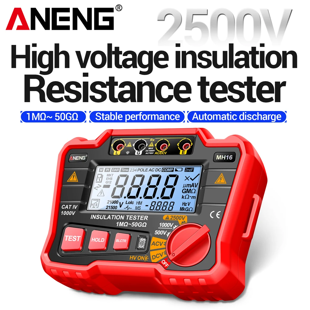 Digital Megohmmeter Insulation Resistance Meter Ohm Tester ANENG MH16 ...