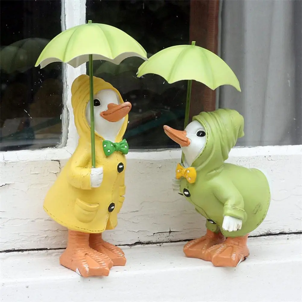 Resin Raincoat Duck StatueHand-crafted Duck Figurine Artistic Adding ...