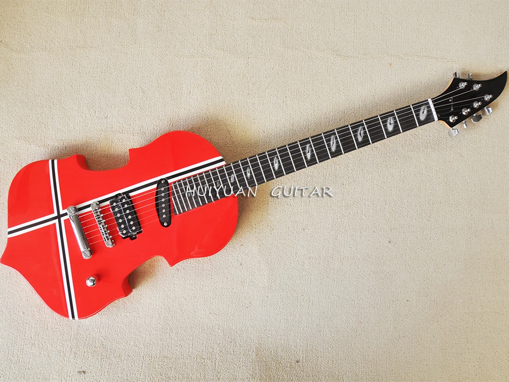 Red-Violin-Style-Electric-Guitar-with-27-Frets-Rosewood-Fretboard-with ...