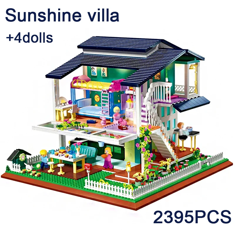 2395PCS-Sunshine-Holiday-Villa-Castle-Architecture-Building-Blocks-City ...