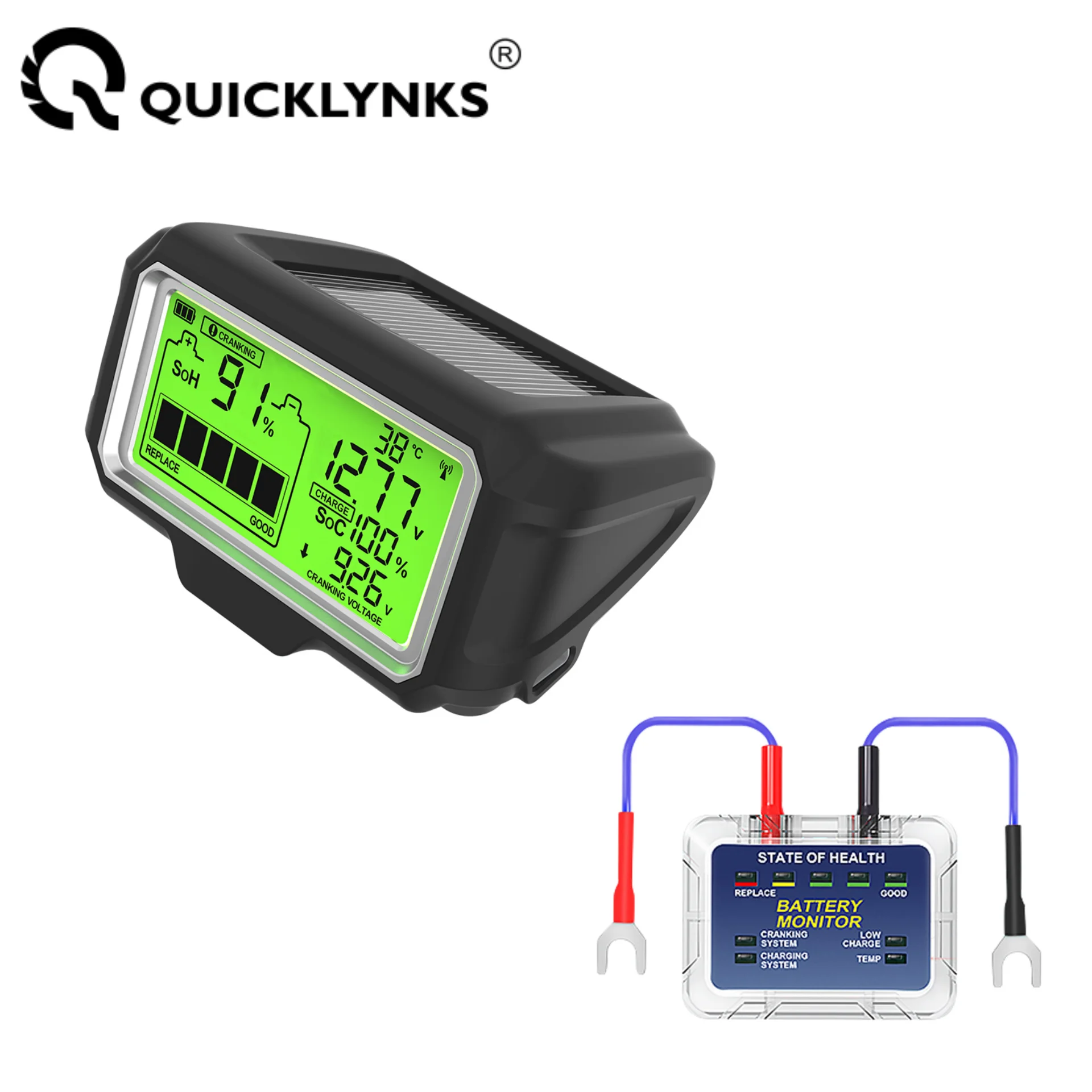 QUICKLYNKS BM5 D 12V LED Battery Tester Monitor Display Professional ...