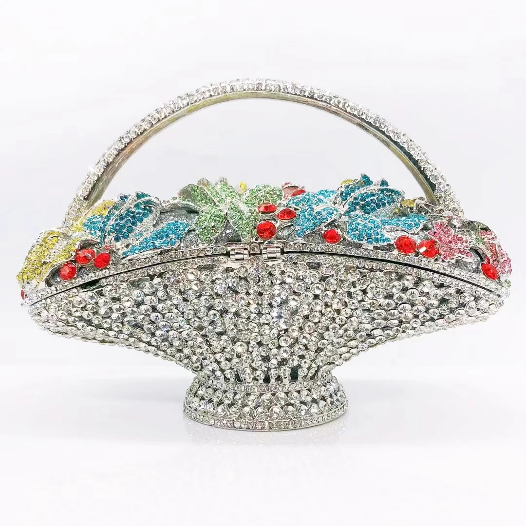 New-Pink-Yellow-Gold-Diamond-Evening-Bag-Luxury-Basket-Shape-Women ...