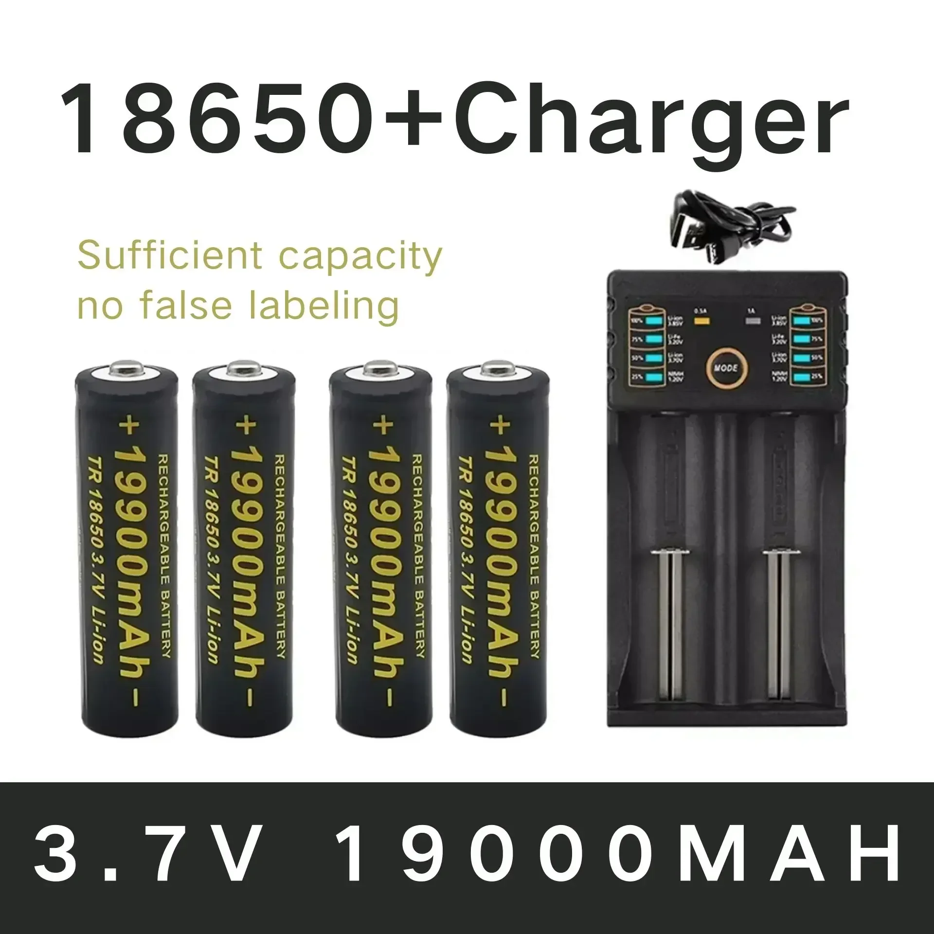 100-New-18650-Lithium-Batteries-Flashlight-18650-Rechargeable-Battery-3 ...