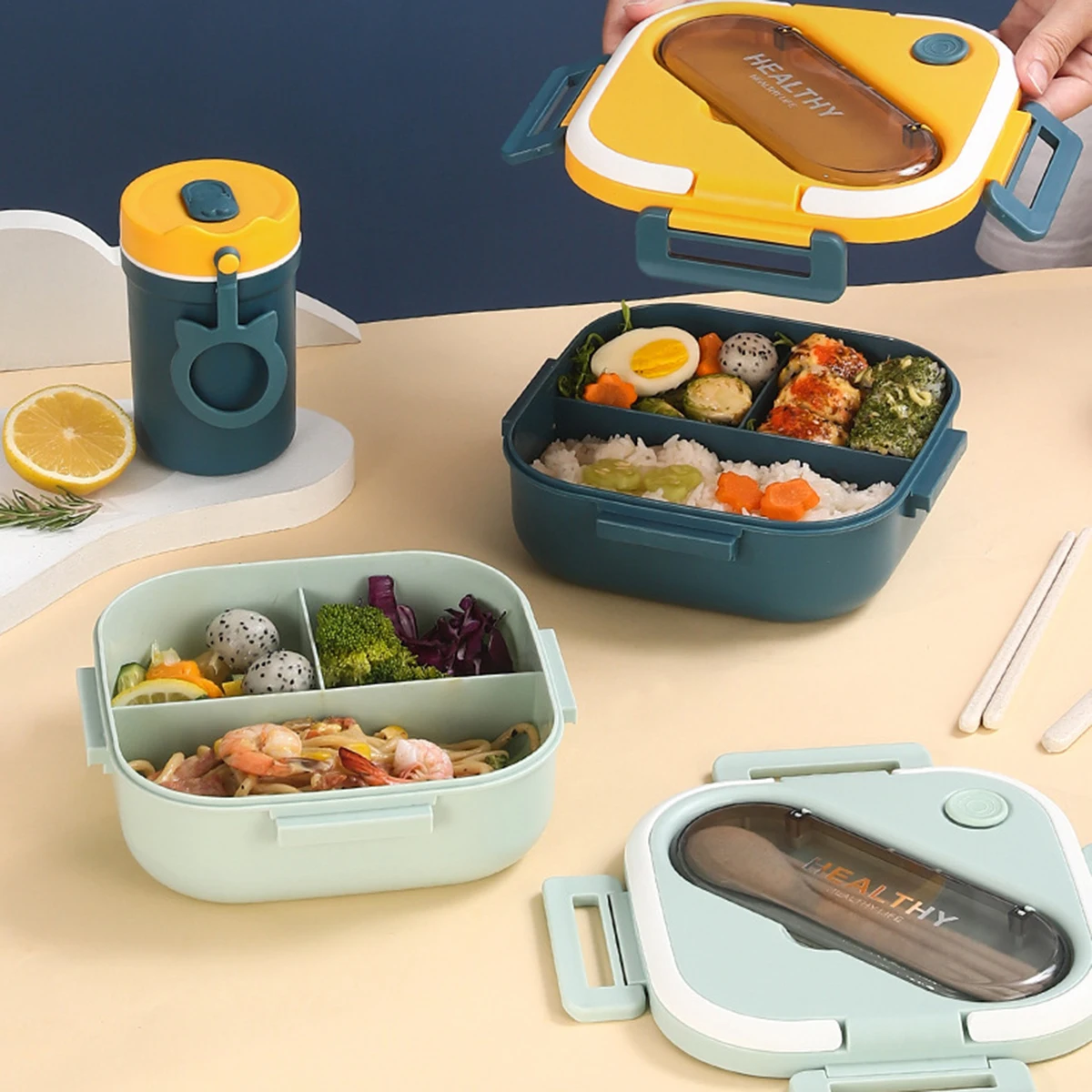 Compartment-Lunch-Box-Plastic-Portable-Lunchbox-Students-Office-Bento ...
