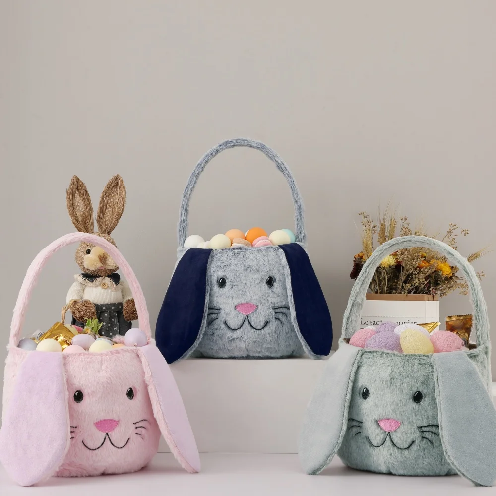 Plush Easter Basket For Kids Soft Fluffy Candy Gift Bag For Boys Girls ...