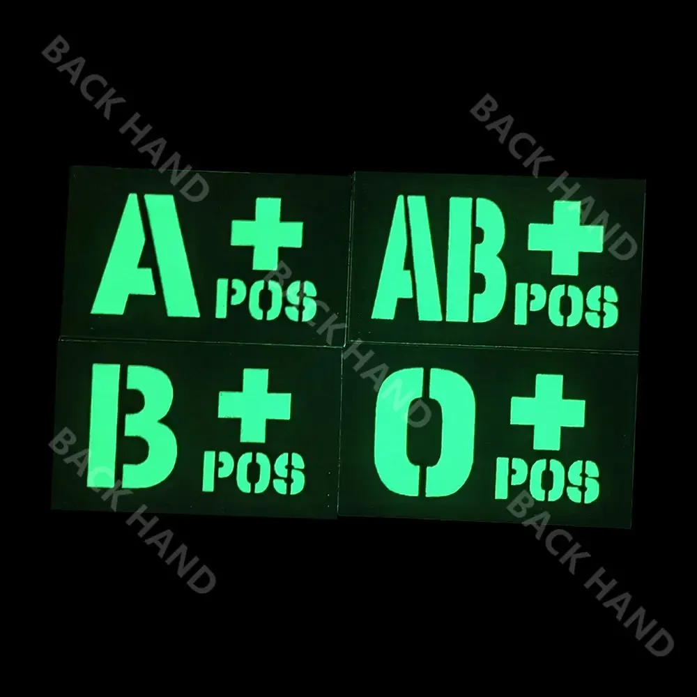 Reflective IR Large Blood Type A B O Night Identification Badge First ...