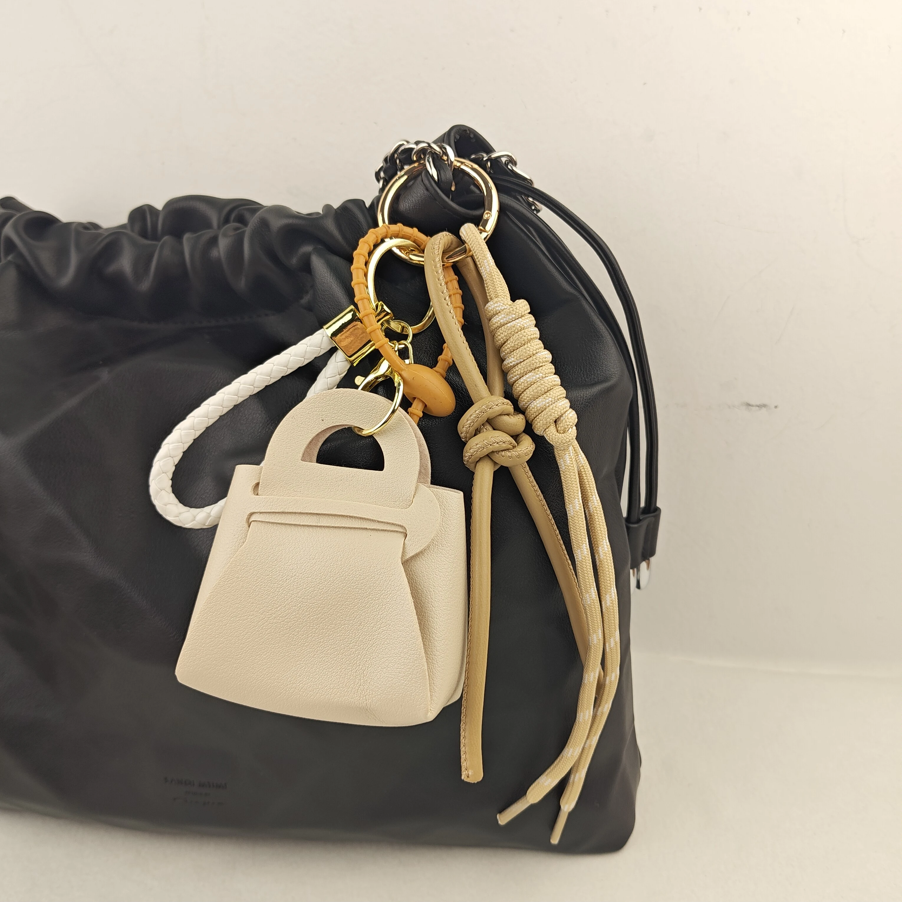 New In Leather Mini Bag Charm Luxury Pink Pendant Of Bag Braided Rope ...