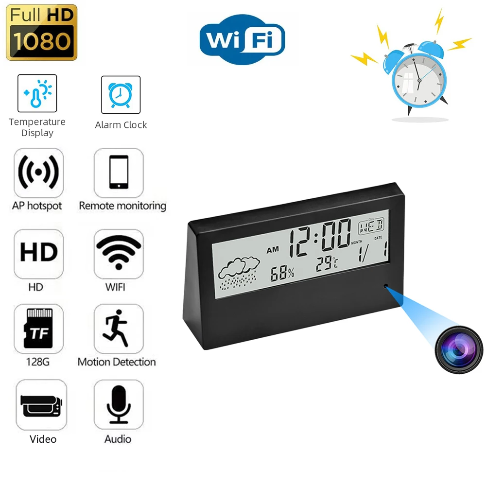 Alarm-Clock-Camera-With-Temperature-Humidity-Time-Display-HD-1080P-Home ...