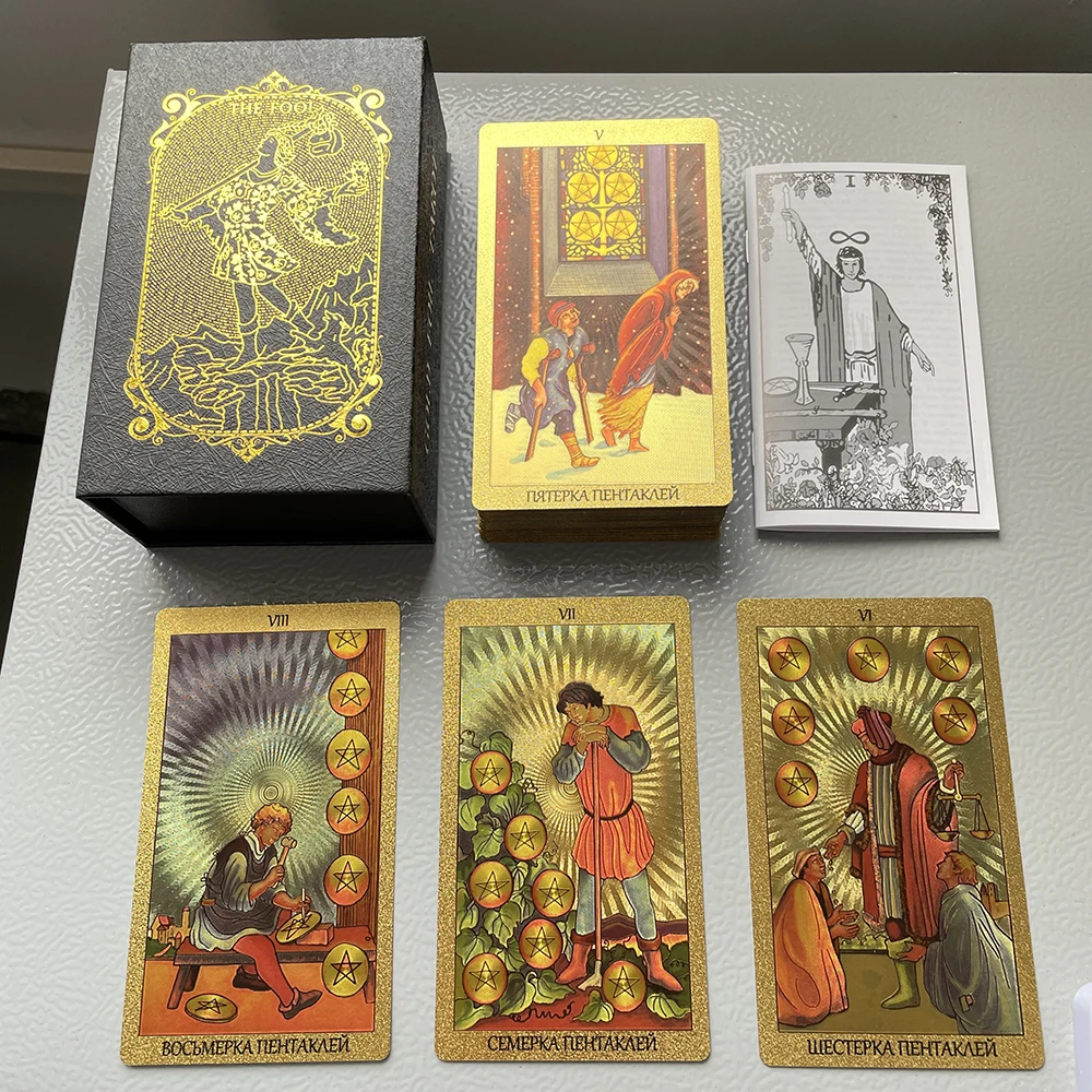 Golden-Tarot-Cards-in-Russian-for-Work-in-Box-Prophet-Prophecy-Oracle ...