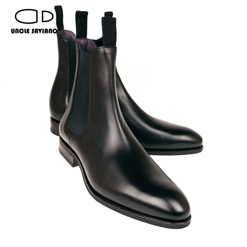 Uncle Saviano Black Chelsea Mens Boots Shoes Add Velvet Fashion Work ...
