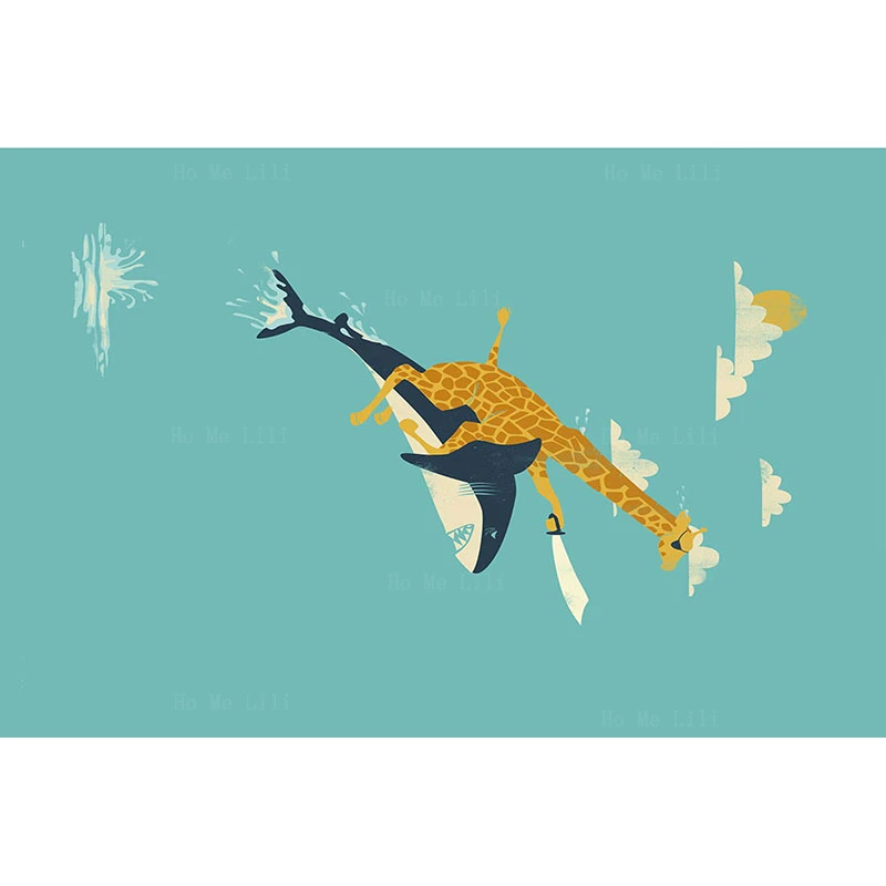 Giraffe Riding A Shark